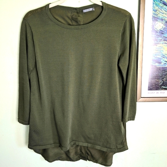 COS | Tops | Cos Green Silk Back Blouse Size Medium | Poshmark